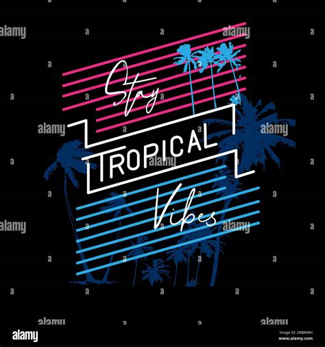 Siluetas de fondo de palmera de vibraciones tropicales tipografía
