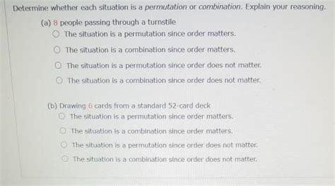 solved determine whether each situation is a permutation or