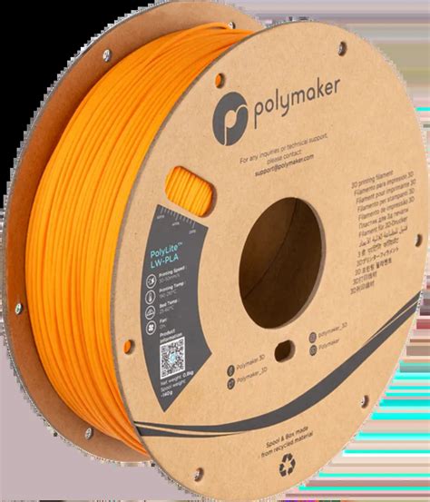Polymaker PolyLite LW PLA Orange Clair 3DJake France