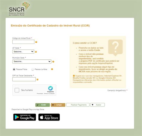 Emissão do Certificado de Cadastro de Imóveis Rurais CCIR 2022