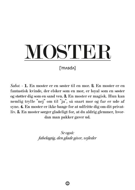 Plakat Med Definition Af Moster Personlig Gave Til Moster