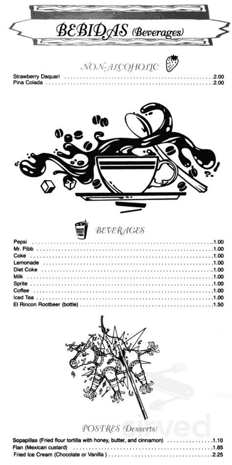 El Rincon Méxican Restaurant menu in Bridgeport West Virginia USA