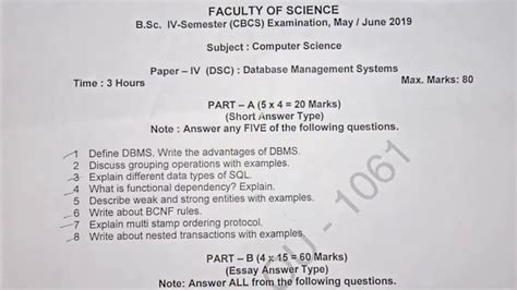 computer science question paper for bsc cbcs 4th semester may june 2019 youtube