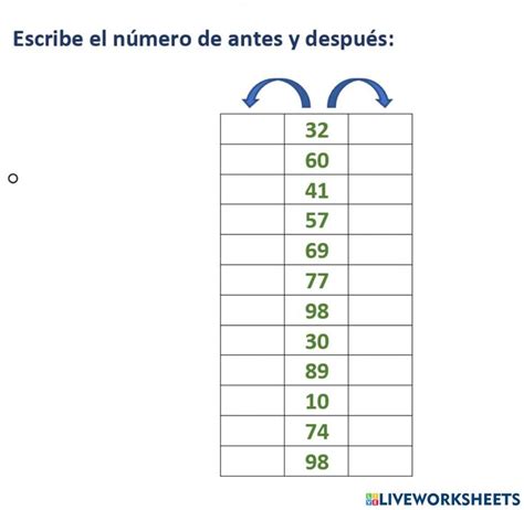 Numeros Antes Y Despu S Worksheet Words Word Search Puzzle Word