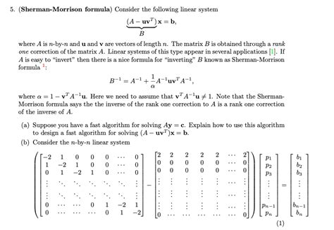solved 5 sherman morrison formula consider the following