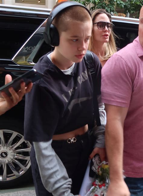 Punk Vibes Shiloh Jolie Pitt Exhibits Off Buzz Cut In A Crop Prime In Nyc