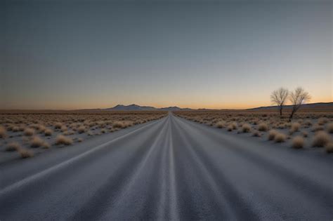 Una carretera desierta vacía que se extiende hacia una cordillera