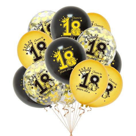 Balony Na Ste Urodziny Osiemnastka Mix Z Oto Czarny Konfetti
