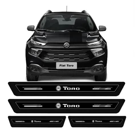 Kit Soleira Resinada Adesivo Proteção Porta Fiat Toro Preto Submarino