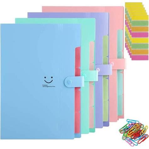 Trieur à Soufflets Classeur Rangement A4 4 Pièces Extensible Trieur