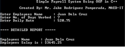 simple payroll system using object oriented programming in c sourcecodester