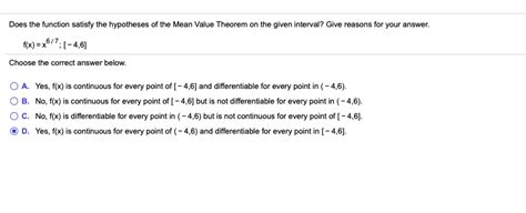 solved does the function satisfy the hypotheses of the mean