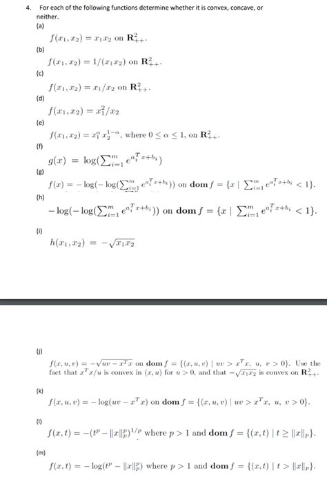 solved 4 for each of the following functions determine