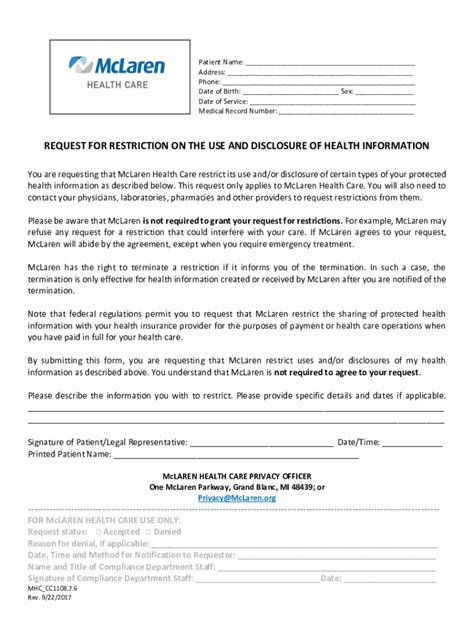 Fillable Online REQUEST FOR RESTRICTION ON THE USE Fax Email Print