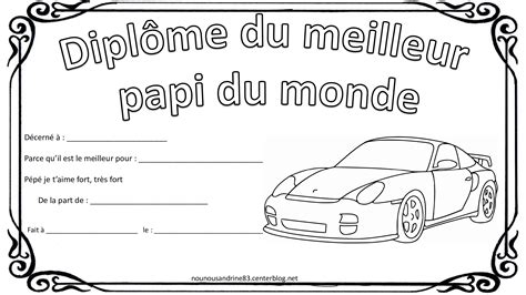 Diplome Papa Fete Des Peres Diplôme à colorier pour la fête des pères