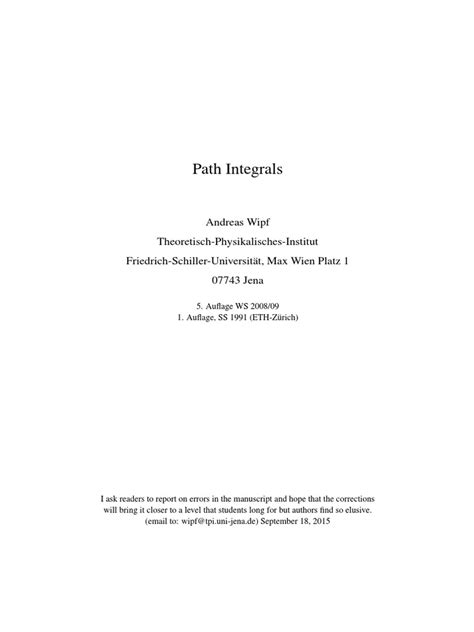 a wipf path integrals pdf quantum field theory quantization physics