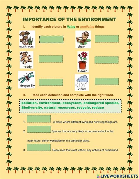 Living Things And Their Environment Worksheet Live Worksheets