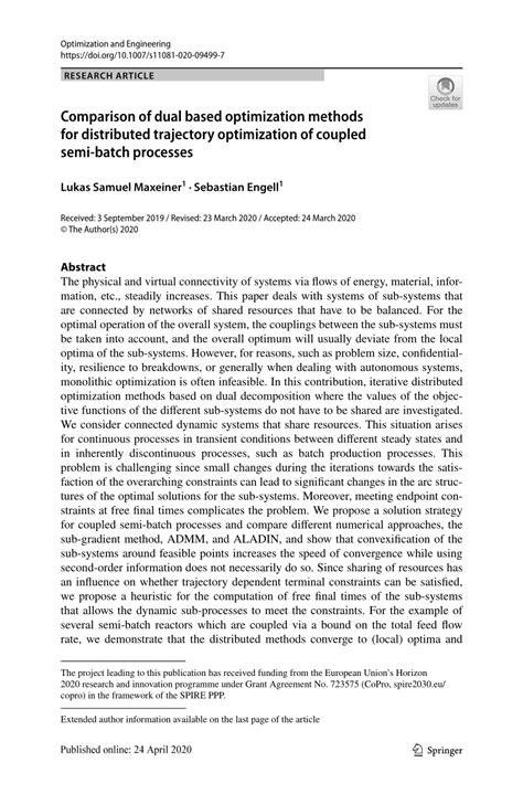 pdf comparison of dual based optimization methods for distributed trajectory optimization of