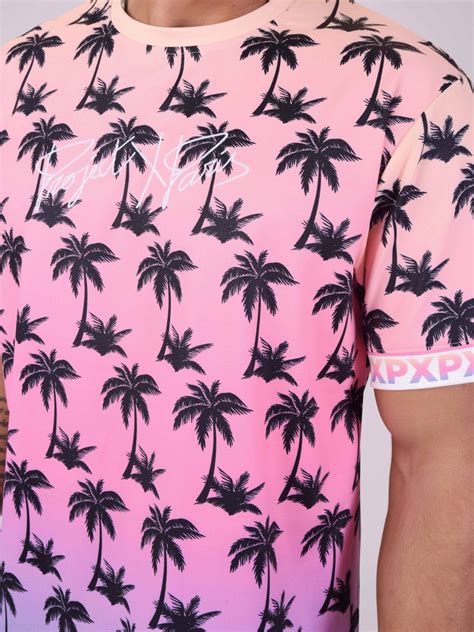 Camiseta Con Estampado De Palmeras Violeta
