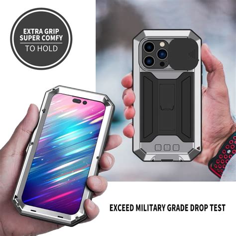 R JUST Pancerne Etui Antywstrząsowe do iPhone 14 Pro Max srebrne