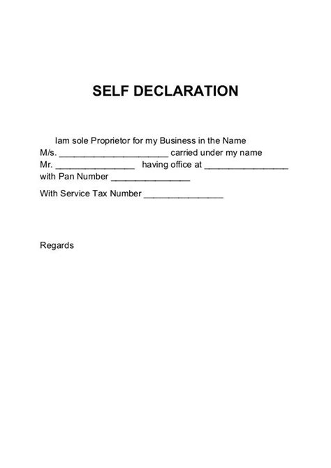 Self Declaration Sample Of Declaration Letter Format Printabledb Web App