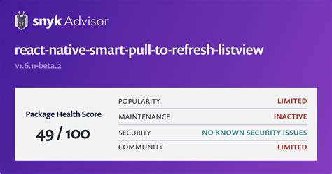 react native smart pull to refresh listview npm package snyk