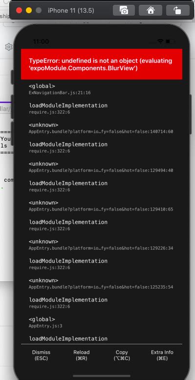 react native undefined is not an object evaluating expomoduleponents blurview stack