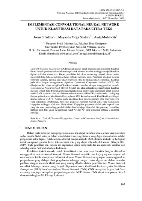 pdf implementasi convolutional neural network untuk klasifikasi kata pada citra teks donni