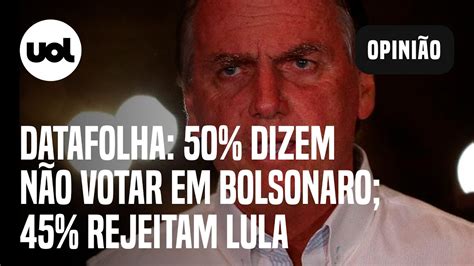 Datafolha 50 dizem não votar de jeito nenhum em Bolsonaro 45