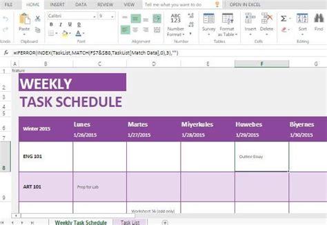 Task Scheduler Excel Template