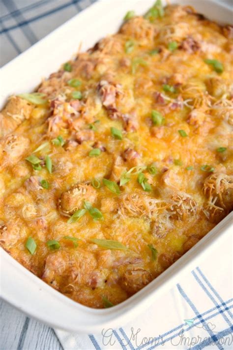 Simple Cheesy Ham And Tater Tot Casserole Recipe