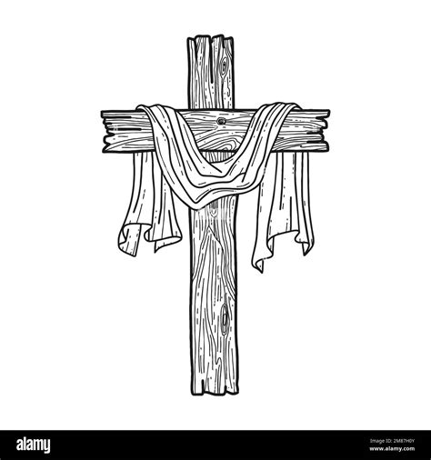 Illustration vectorielle dessinée à la main pour Pâques Croix en bois
