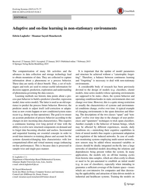 pdf adaptive and on line learning in non stationary environments