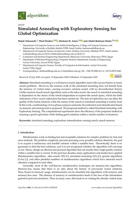 pdf simulated annealing with exploratory sensing for global optimization