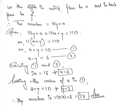 the sum of a number of two digits and of the number formed by reversing the digits is 110 and