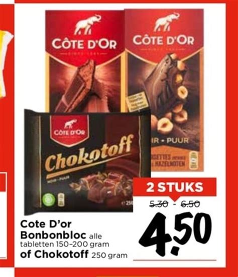 Cote D Or Bonbonbloc Of Chokotoff 2 Stuks Aanbieding Bij Vomar