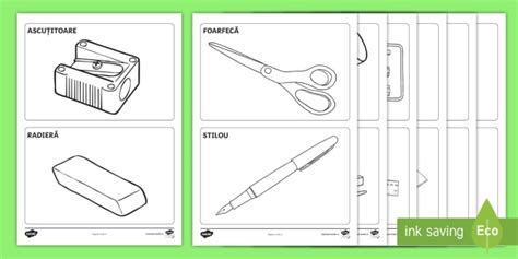 Rechizitele școlarului Pagini de colorat teacher made
