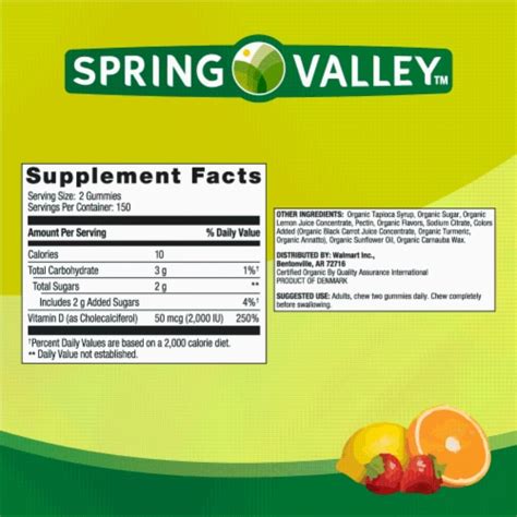 Spring Valley Vitamin D3 Gummies 50 Mcg 300 Count 300 Gummies Kroger
