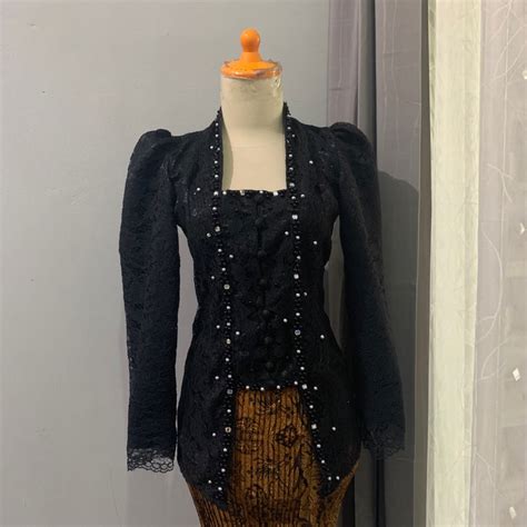 Jual Po Full Furing Kebaya Kancing Depan Long Bet Lengan Balon
