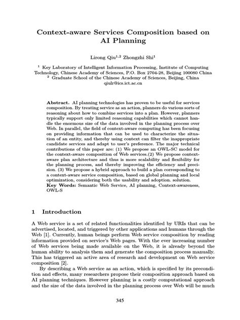 context aware services composition based on ai planning pdf artificial intelligence