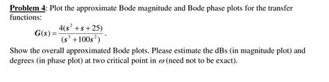 solved problem 4 plot the approximate bode magnitude and