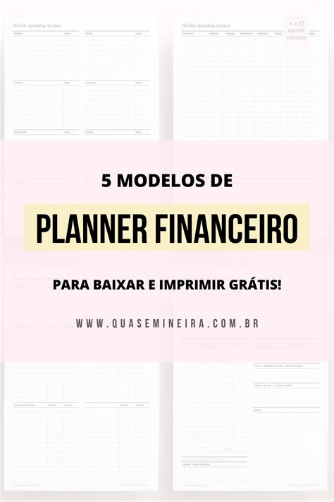 5 opções de planner financeiro grátis para imprimir Quase Mineira