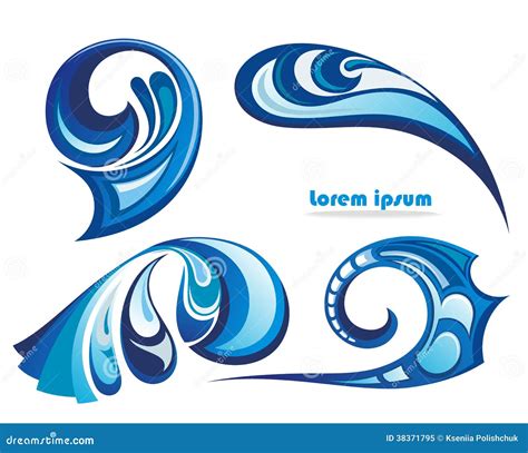 Símbolos De La Onda De Agua Ilustración del Vector Ilustración de