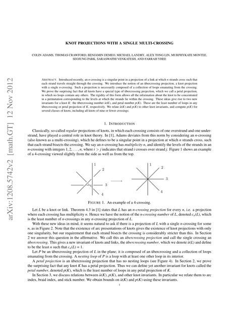 pdf knot projections with a single multi crossing