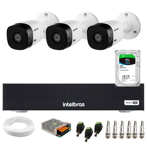 Kit 3 Câmeras Intelbras VHL 1120 B HDCVI Lite HD 720p Lente 3 6mm Visão