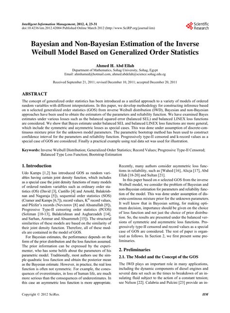 pdf bayesian and non bayesian estimation of the inverse weibull model based on generalized