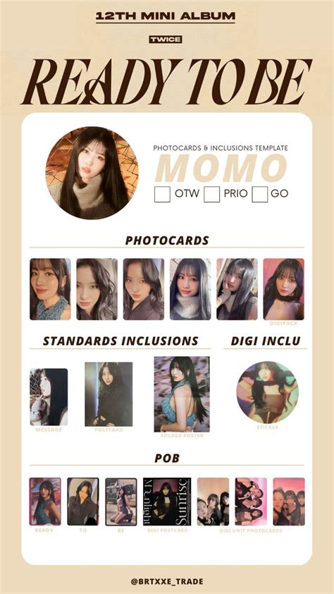 TWICE READY TO BE MOMO PHOTOCARDS TEMPLATE