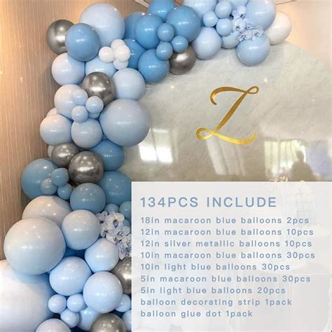Macaron Blue Light Blue Silver Metallic Balloon Ubuy India