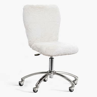 Polar Bear Faux Fur Airgo Arm Armless Chair Desk Chair Pottery