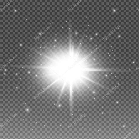 La luz blanca brillante explota sobre un fondo transparente Partículas